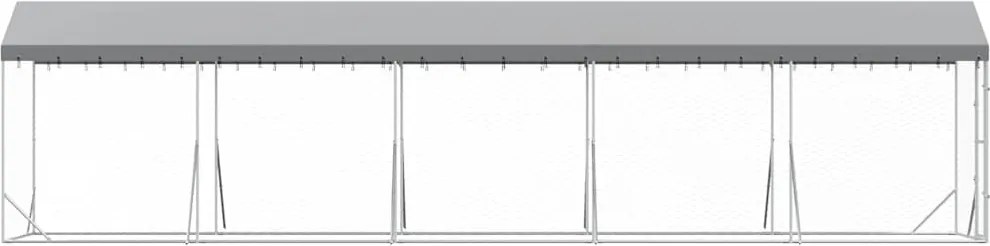 Venkovní psí kotec se střechou stříbrný 2 x 10 x 2,5 m ocel 3190484