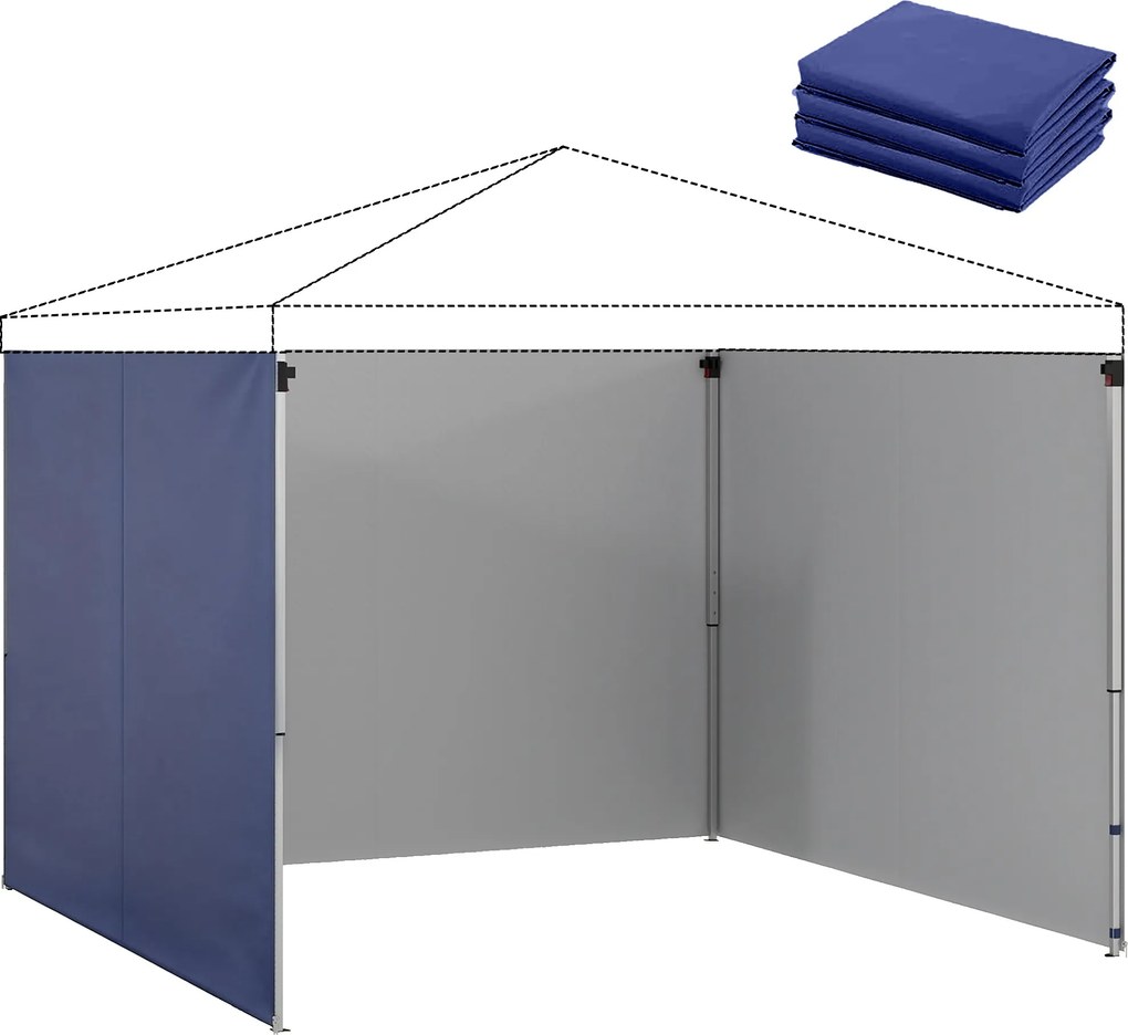 Outsunny 3dílné boční panely pro altán 3 × 3 m — se zipem, UPF 50+, voděodolná Oxford tkanina, soukromí a ochrana proti větru, tmavě modrá | Aosom