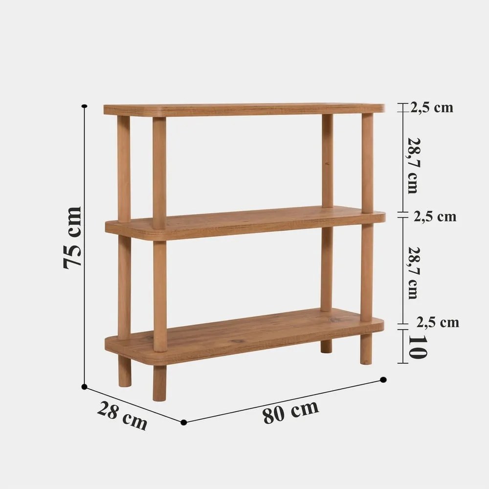 Knihovna v dekoru borovice v přírodní barvě 80x75 cm Step – Kalune Design