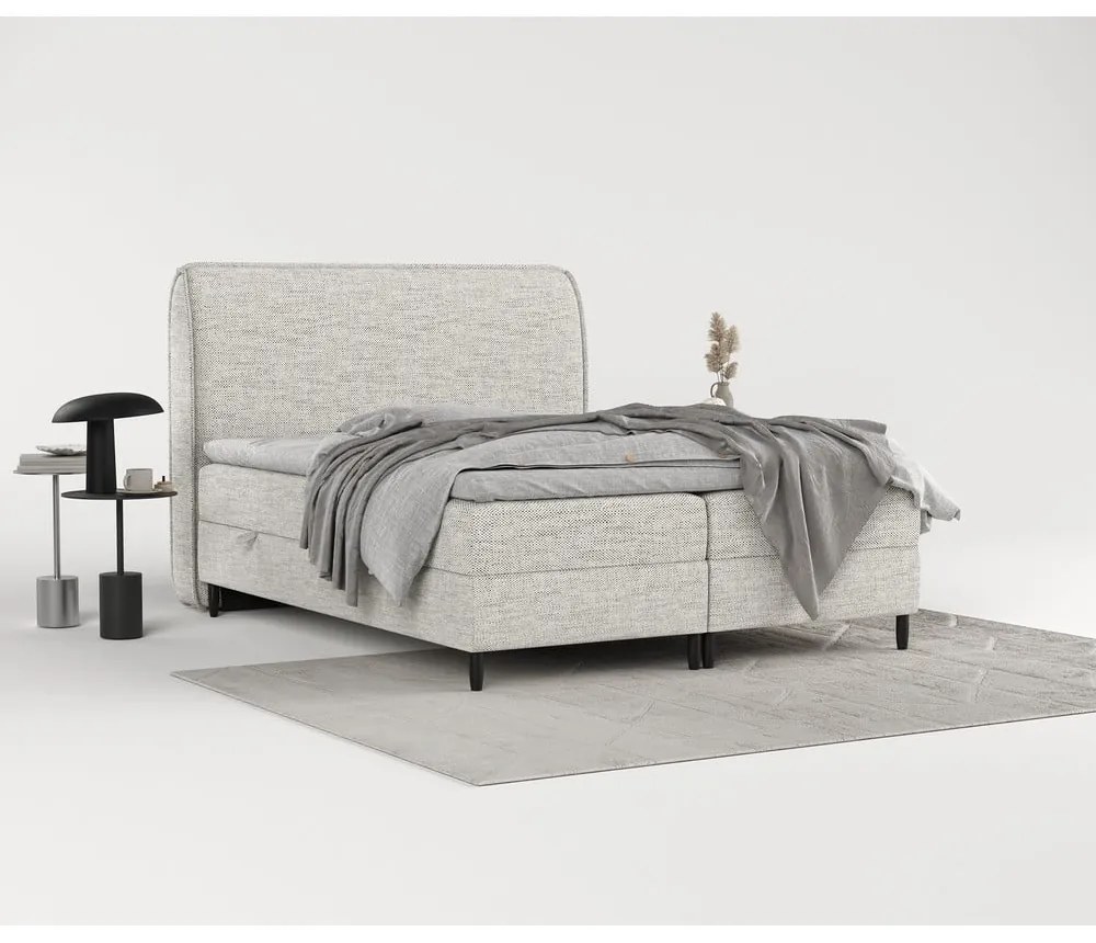 Světle šedá boxspring postel s úložným prostorem 160x200 cm Melba – Maison de Rêve