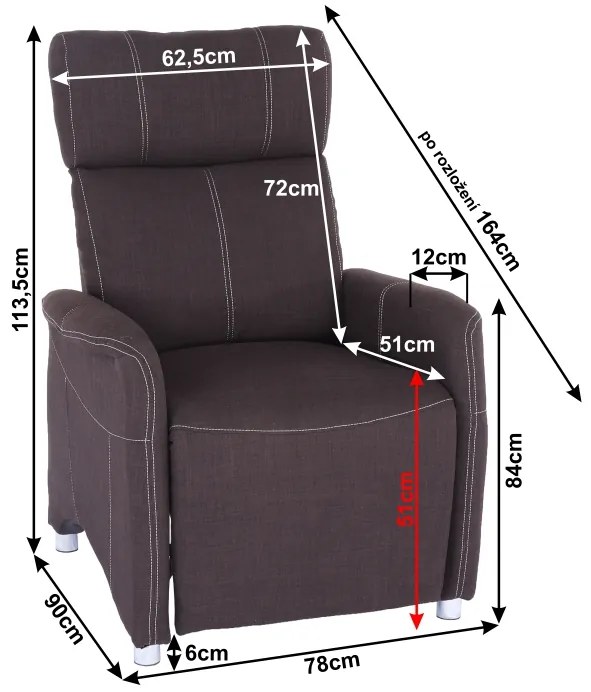 Kondela Polohovací křeslo, látka čokoládová, FOREST