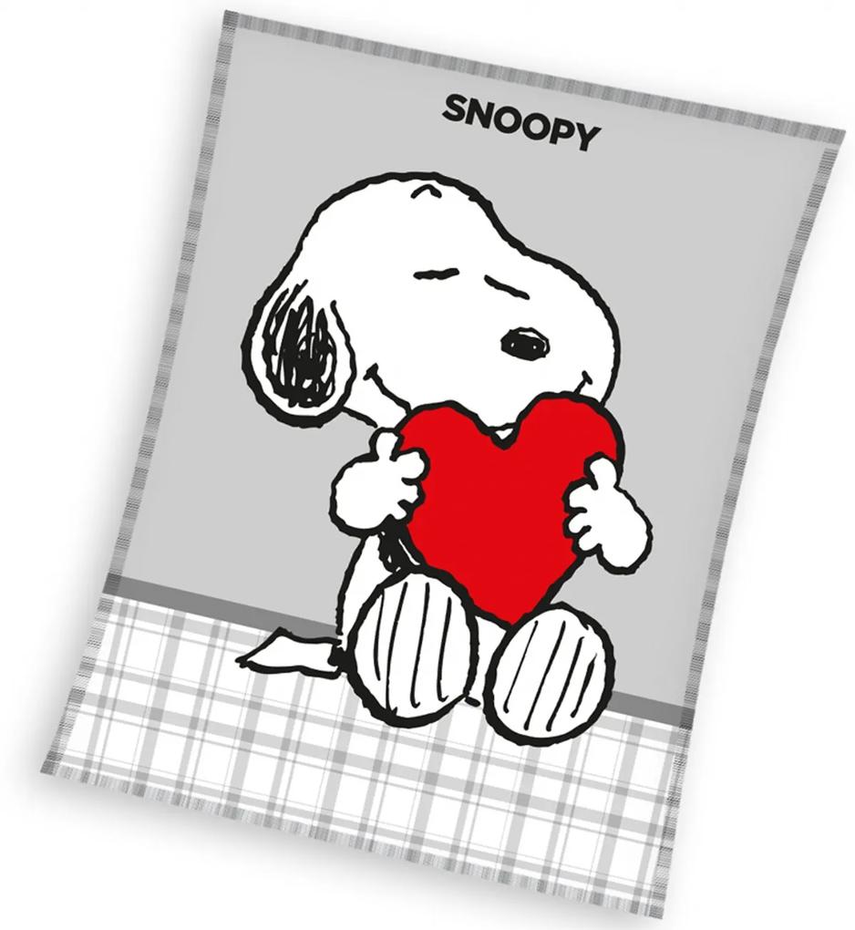 Carbotex Dětská fleecová deka Snoopy Love 150x200 cm