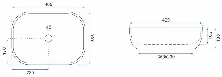 REA Umyvadlo na desku Livia Stone Matt REA-U3800 - Rea