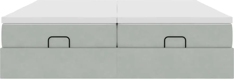 Osmanský rám postele s matracíes světle šedá 180x200cm samet 3311261