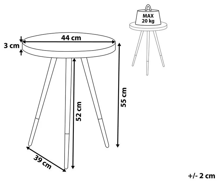 Odkládací stolek s mramorovým efektem bílý/zlatý RAMONA Beliani