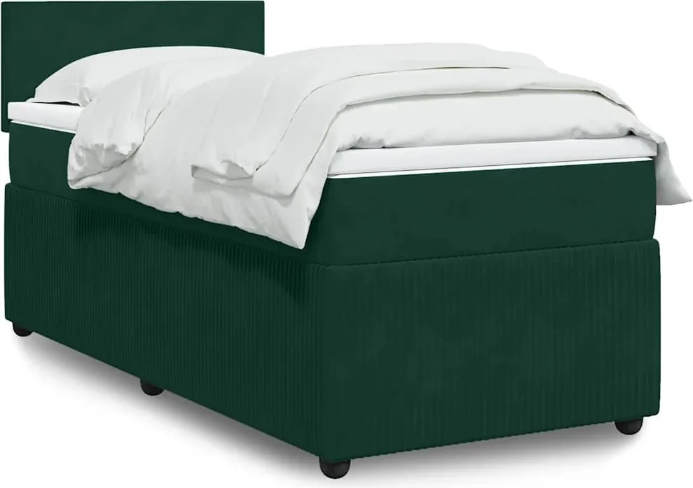 Box spring postel s matrací tmavě zelená 80 x 200 cm samet 3287587