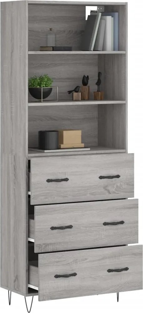 Skříň highboard šedá sonoma 69,5 x 34 x 180 cm kompozitní dřevo 3189379
