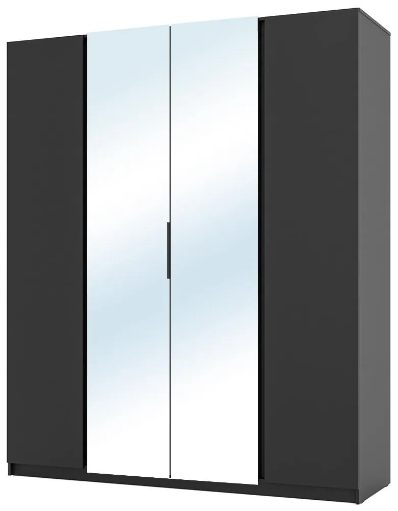 Šatní skříň KAJA 2F 2LU | 200 cm | se zrcadly | VYSOKÁ | černá
