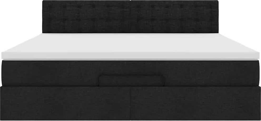 Osmanský rám postele s matrací černá 180x200cm textil 3311645
