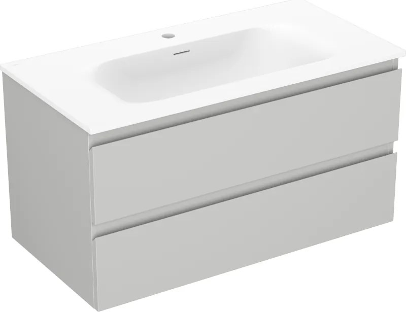 Mexen Orio, koupelnová skříňka 90 cm s umyvadlem Vela, 2 zásuvky, šedá matná/bílá matná, 91A10-09047-2-BFF62-W23M01