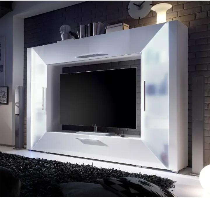 TV a media stěna, bílá extra vysoký lesk / bílá, ADGE 0000150085 Tempo Kondela