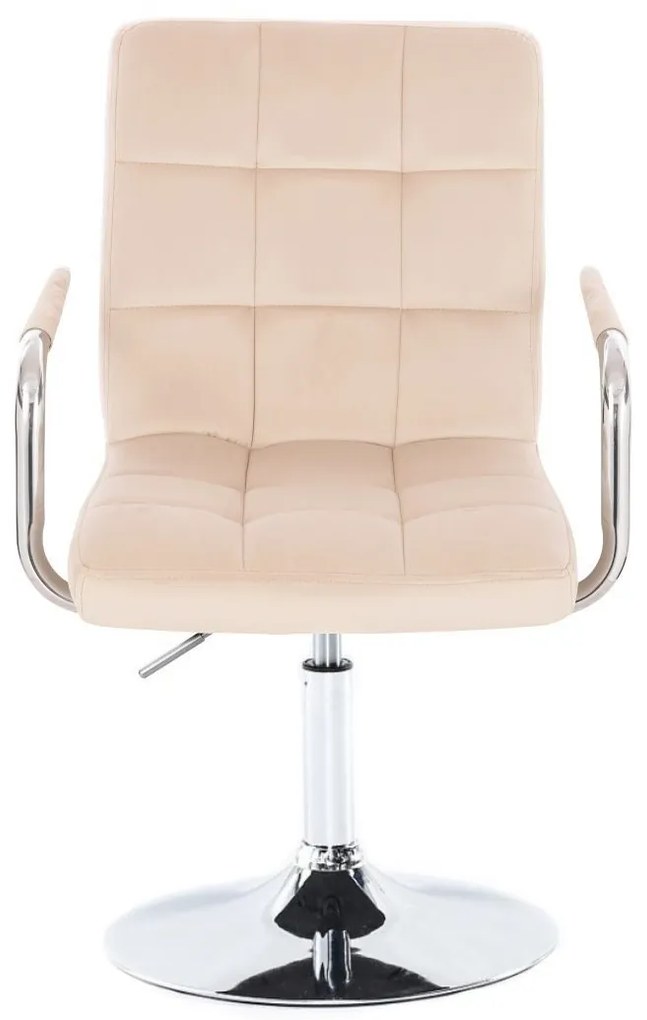 LuxuryForm DESIGN Otočná židle VERONA VELUR na stříbrném talíři - krémová