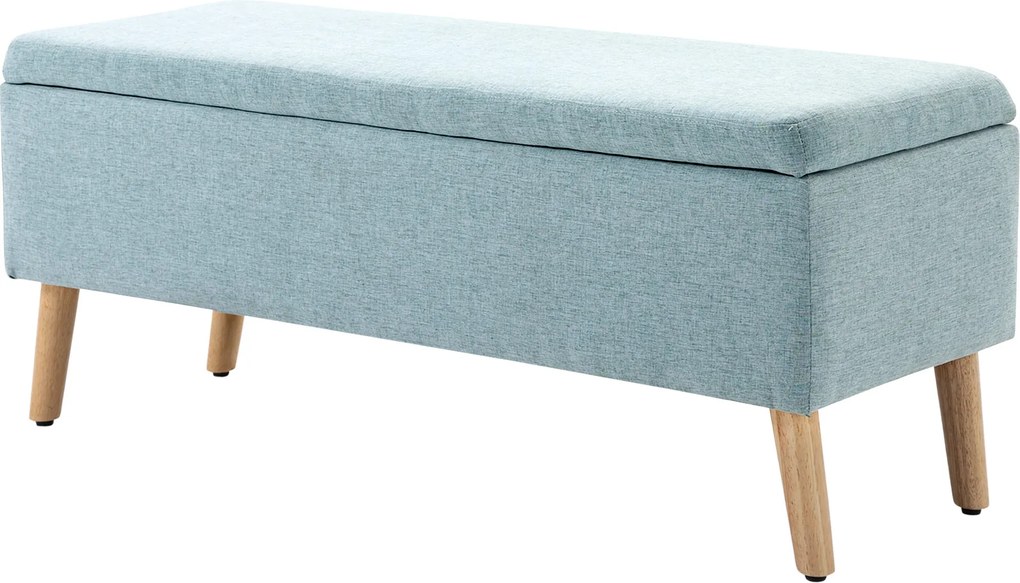 HOMCOM Světle zelená čalouněná lavice s úložným prostorem 110x39x45cm z polyesteru připomínajícího len a kaučukovníku ve skandinávském designu
