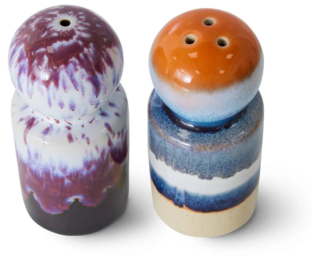 HK living Kameninová slánka a pepřenka Stargaze, fialová barva, keramika