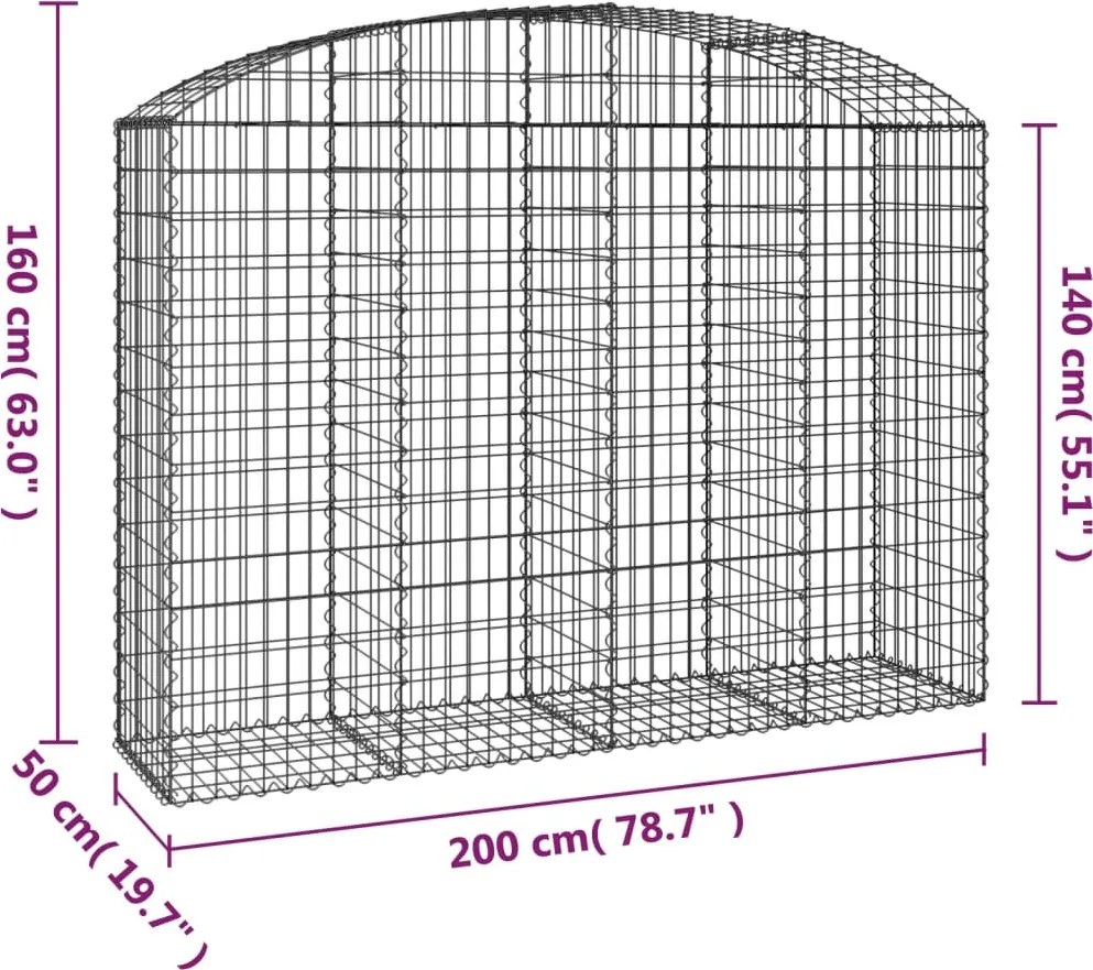 Klenutý gabionový koš 200 x 50 x 140/160 cm pozinkované železo 153477