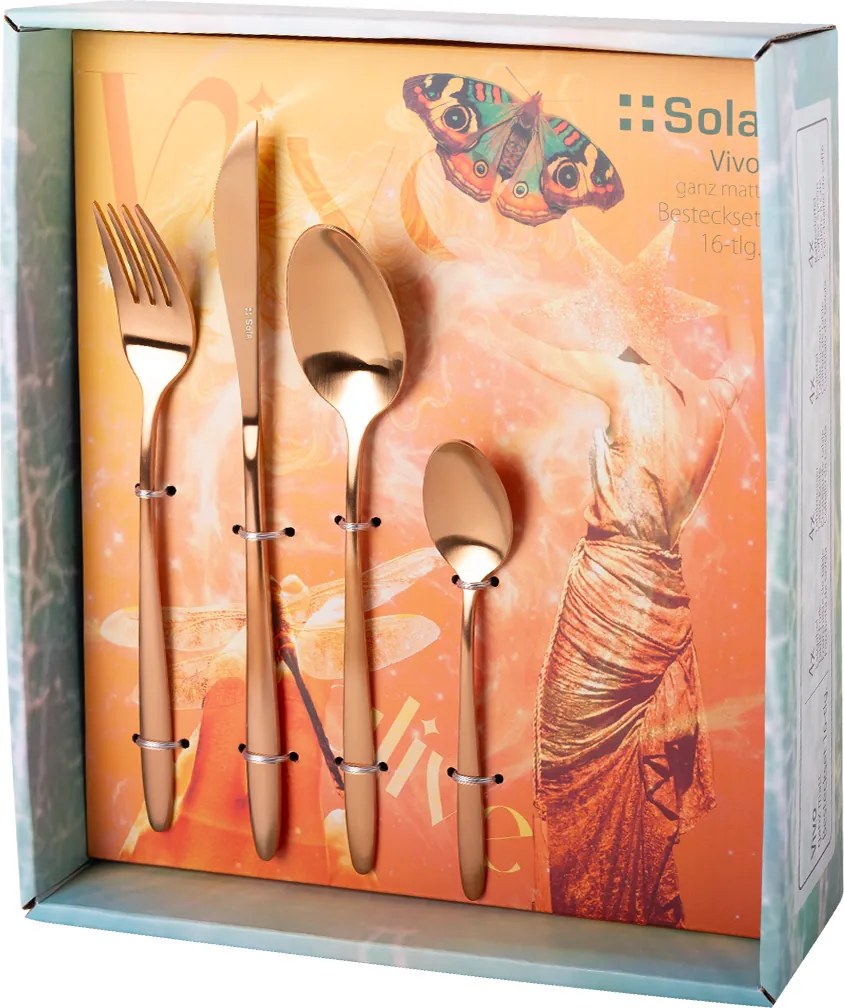 Příborový set 16 ks – Vivo PVD Rose Gold matný - 140302