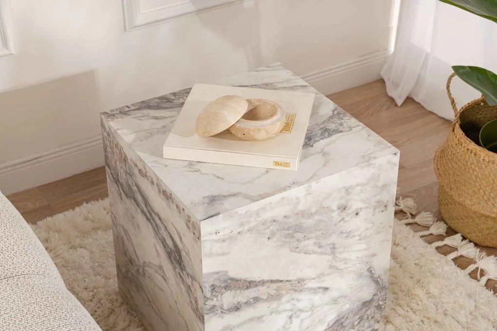 Designový odkládací stolek Taliesin 45 cm vzor mramor frézie