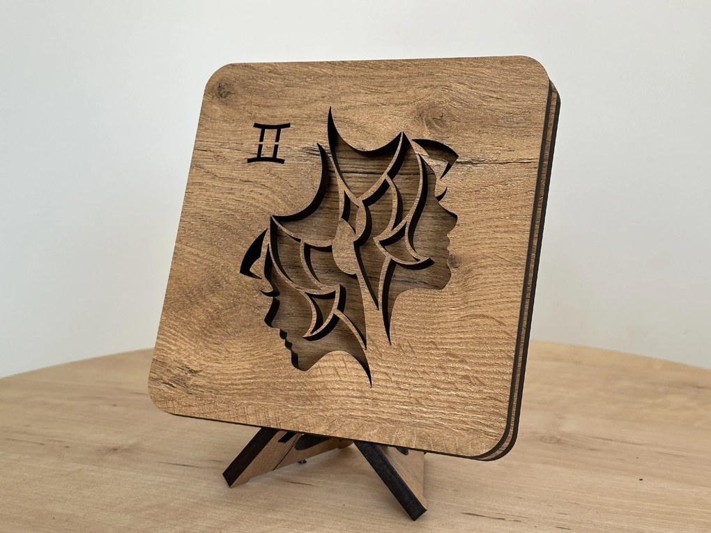 Li-Go Znamení "Blíženci" lampa 19x19cm provedení povrchu: dub světlý