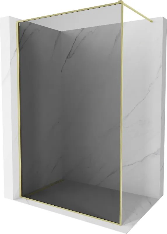 Mexen, Mexen Kioto-XF sprchová stěna s rámem 70 x 202 cm, grafit 10 mm, zlatý kartáč - 800-070-104-55-40-X