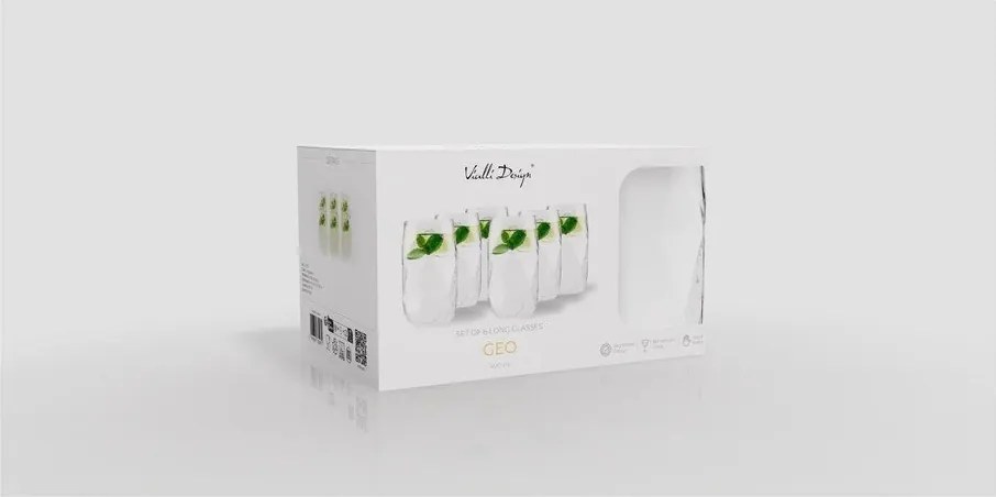 Sklenice v sadě z borosilikátového skla 6 ks 400 ml Geo – Vialli Design