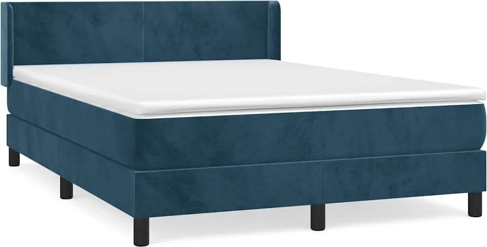 Box spring postel s matrací tmavě modrá 140x190 cm samet 3130839