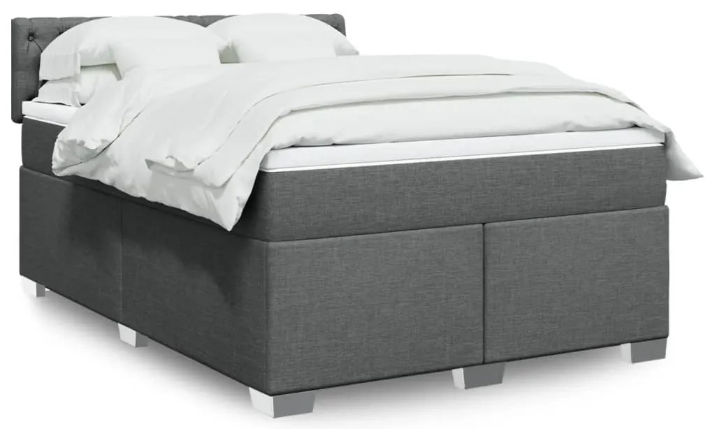 Box spring postel s matrací tmavě šedá 140x200 cm textil 3285919