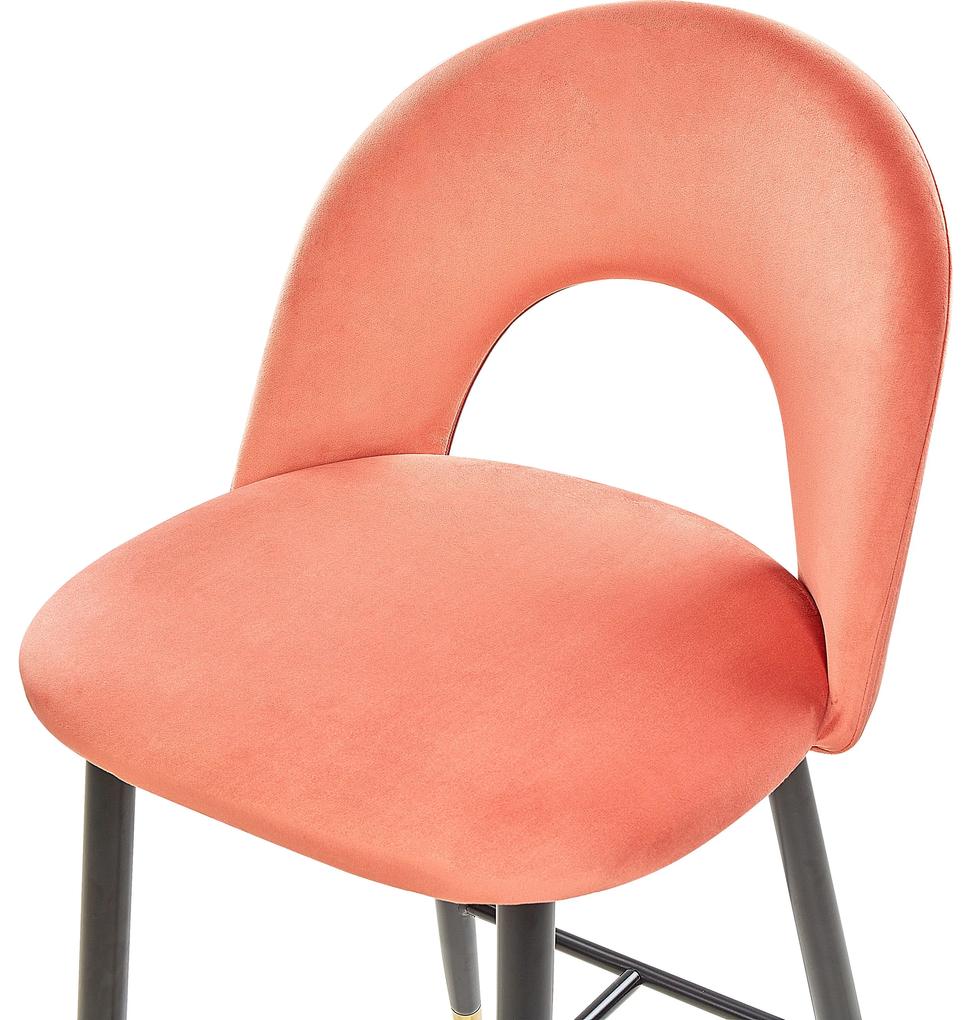 Sada 2 sametových barových židlí korálové červené FALTON Beliani