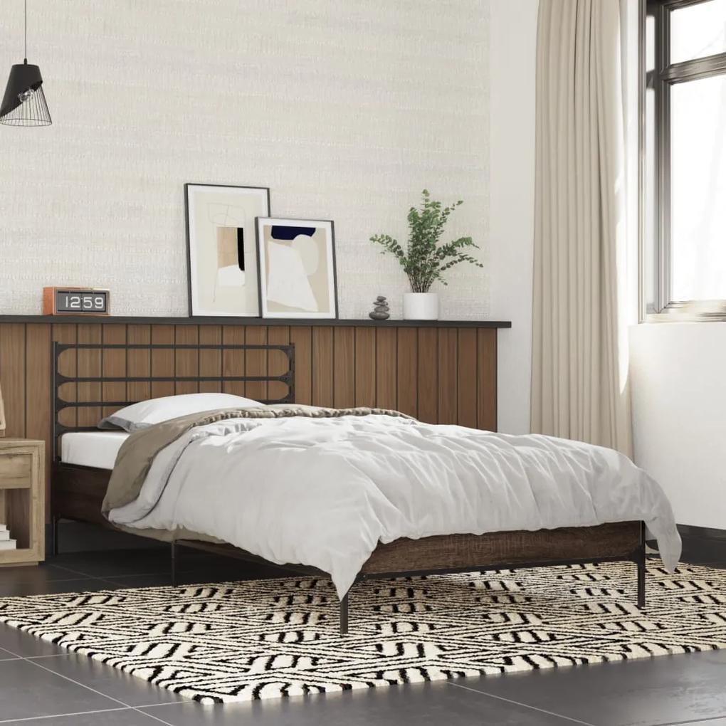 Rám postele hnědý dub 90 x 190 cm kompozitní dřevo a kov,  845631