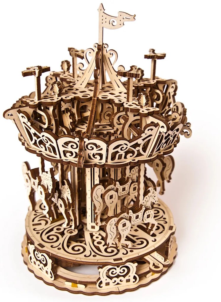 Ugears 3D dřevěné mechanické puzzle Kolotoč