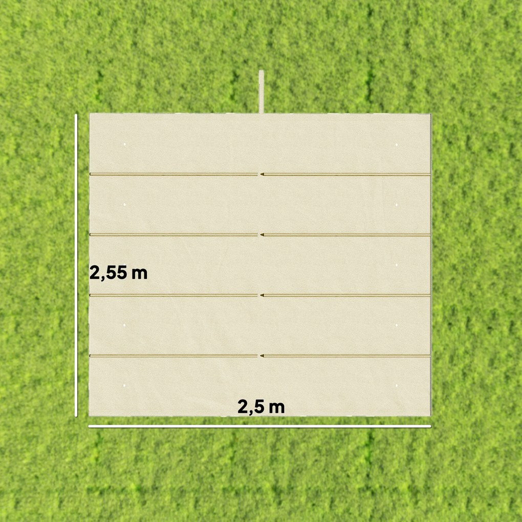 Outsunny 2,5x2,55m Náhradní střešní plachta pro pergolu s retrakčním systémem pro zahradní altán s deštníkem v krémové barvě se 10 odtokovými otvory