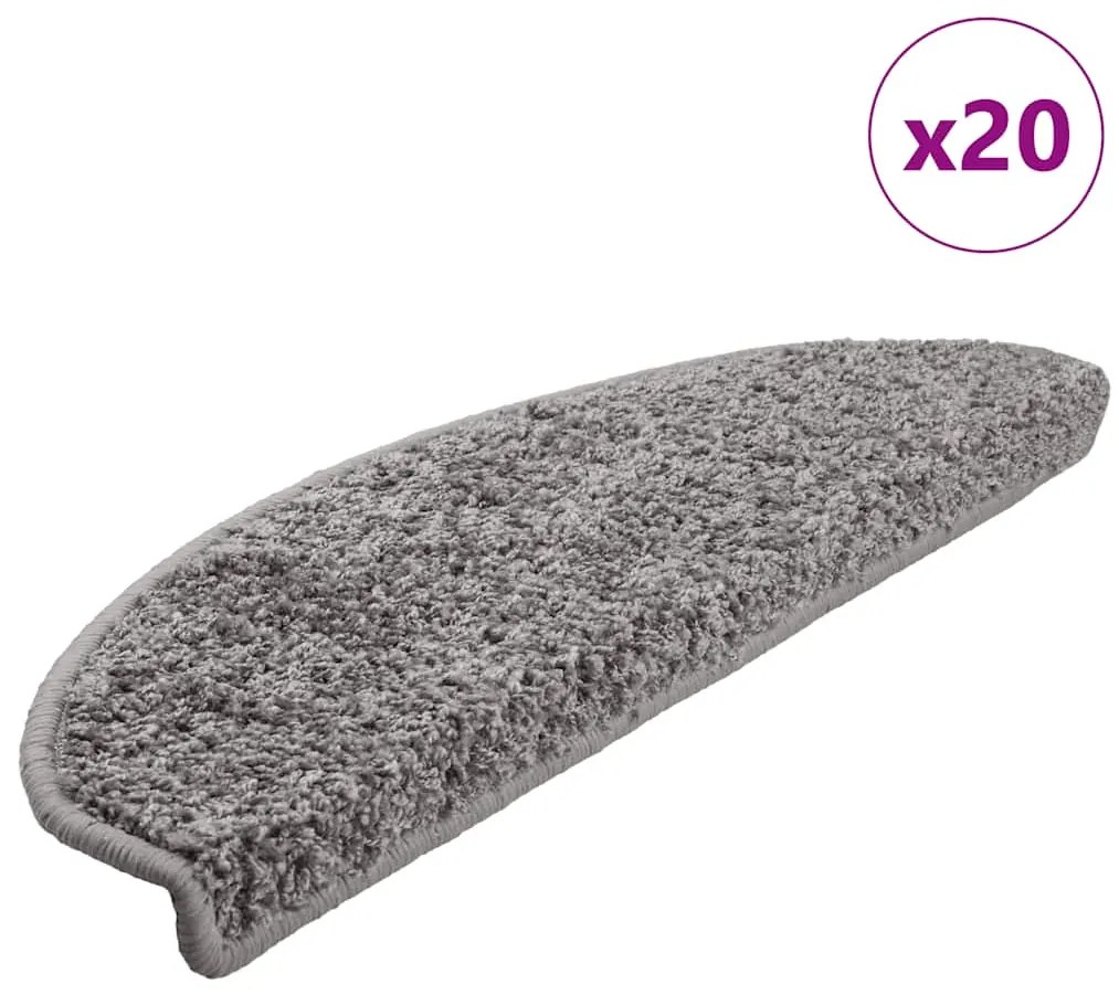 Schodové rohože 20 ks 65 x 21 x 4 cm šedé, půlkulaté, velké 3365845