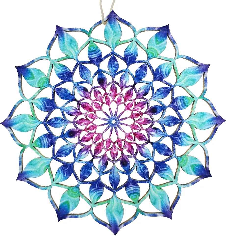 AMADEA Dřevěná dekorace mandala barevná 9 cm