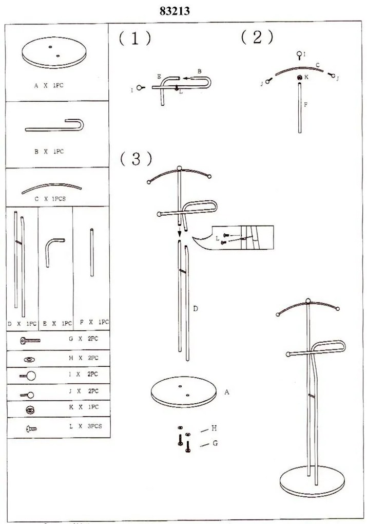 Kondela Věšák, němý sluha, chrom / buk, ELO