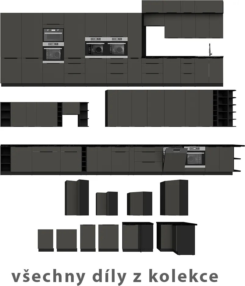 ARIA pe | dolní skříňka 60 D 1F policová | 60 cm | ANTI FINGERPRINT povrch | černá/šedá grafit