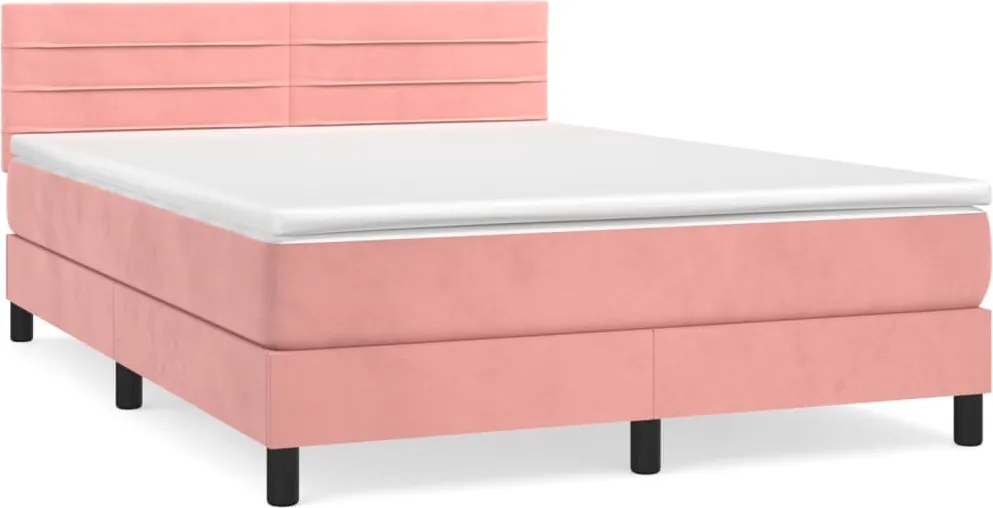 Box spring postel s matrací růžová 140x190 cm samet 3141364