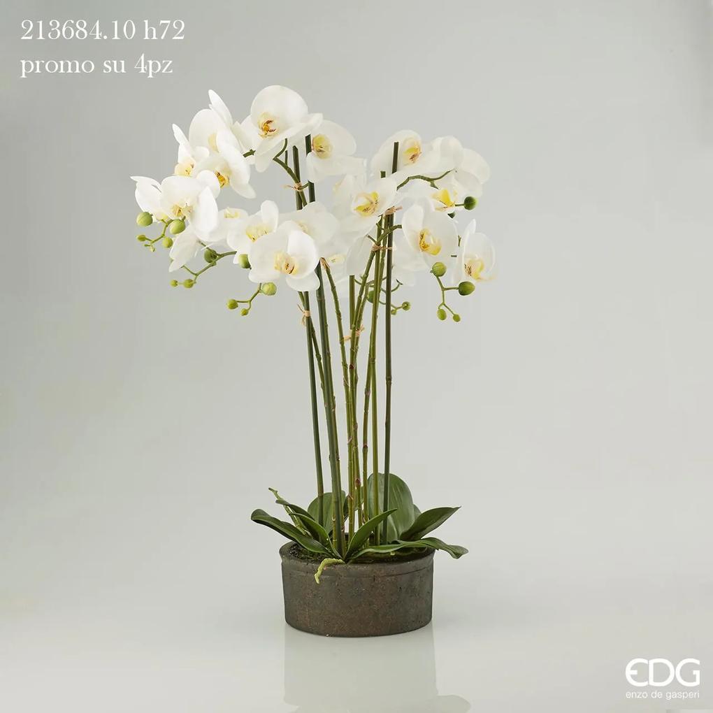 Bílá umělá orchidej Phalaenopsis v květináči 72cm