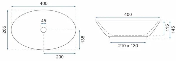 REA-U5804 - Umyvadlo na desku PAMELA MINI 26,5x40 cm keramika/lesklá bílá