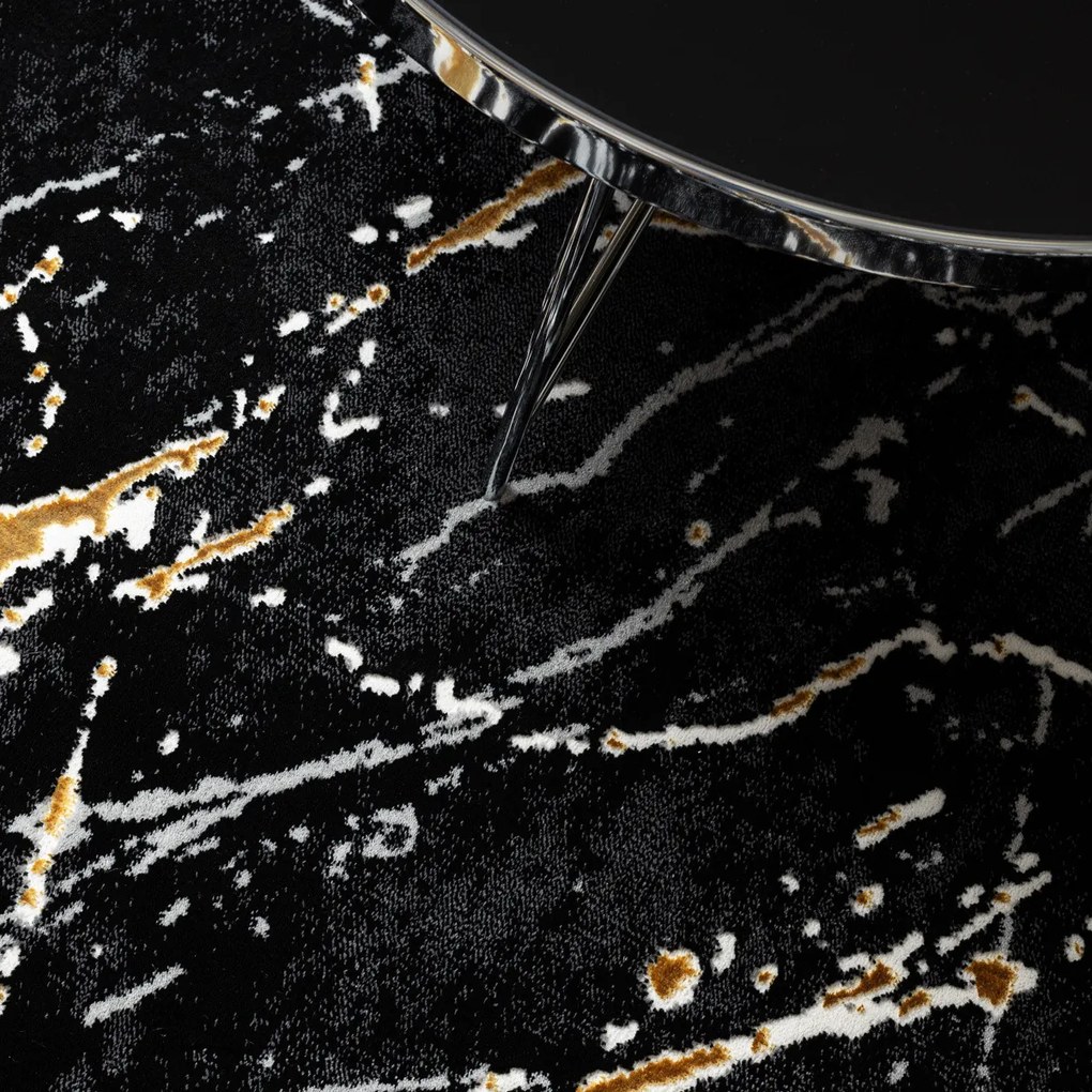 Dywany Łuszczów, Kusový koberec Allure 1963 black/gold kruh, 100x100 (průměr) kruh, černá, kancelář