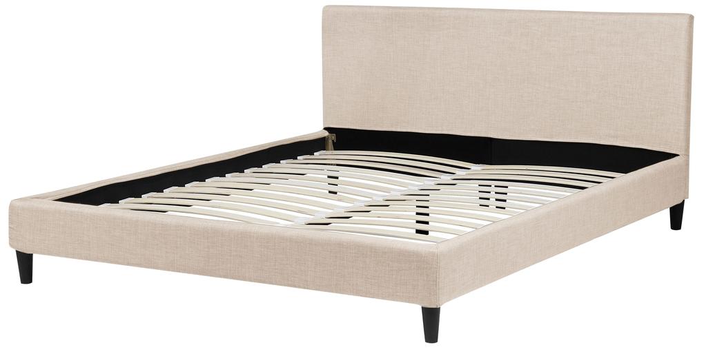 Čalouněná postel béžová 160 x 200 cm FITOU Beliani