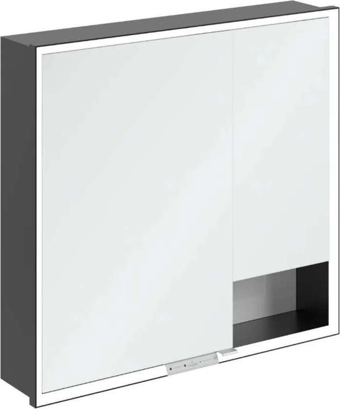 Villeroy & Boch My View+ - Zrcadlová skříňka s LED osvětlením 80x75x17 cm, 2 dvířka, Brilliant White/matná černá B48280VE