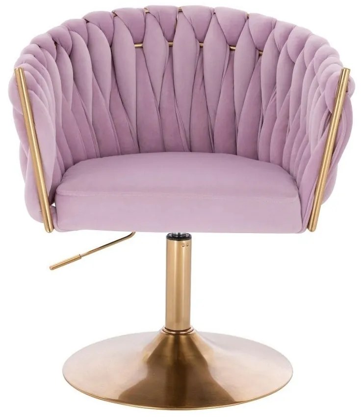 LuxuryForm DESIGN Otočná židle NORDEN VELUR na zlatém talíři - levandule