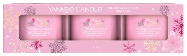 Yankee Candle Sada Votivní svíčky ve skle Snowflake Kisses, 3 x 37 g