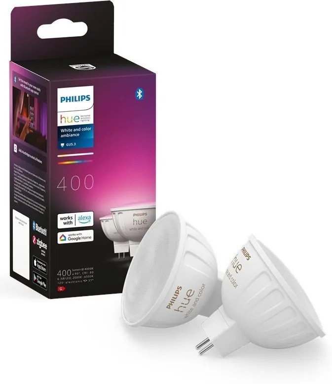 Led žárovka philips hue white and color ambiance 6.3w 12v mr16 2p eu