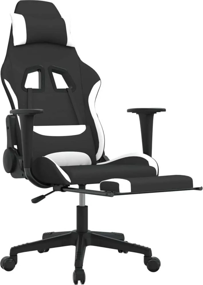 vidaXL Masážní herní židle s podnožkou černá a textil [345508] Barva: Tmavě žlutá