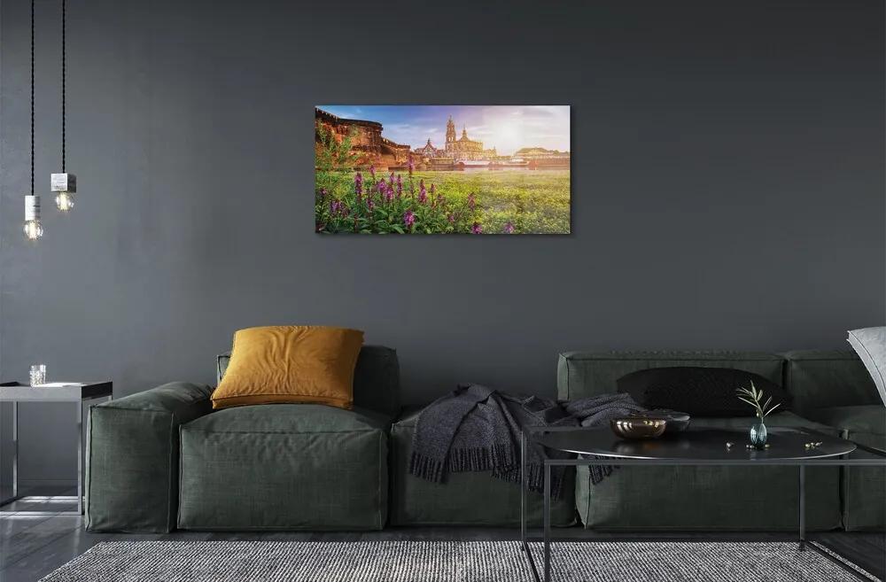 Obraz na skle Německo Sunrise River 100x50 cm