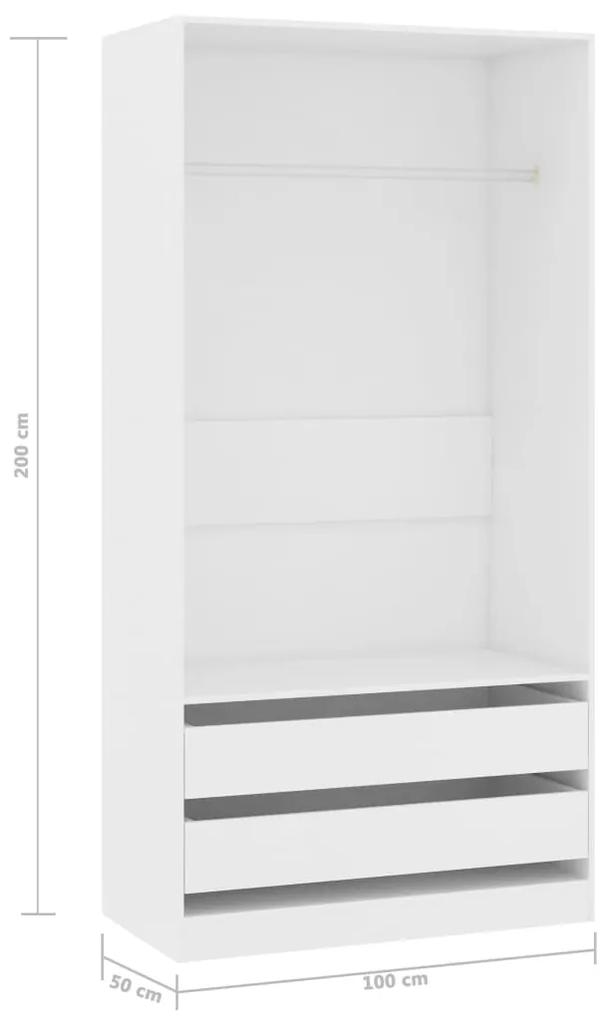 Šatní skříň bílá 100 x 50 x 200 cm dřevotříska
