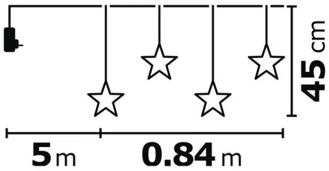 LED vánoční závěs EMOS DCGW02 ZY2264 hvězdy 80cm teplá bílá s časovačem