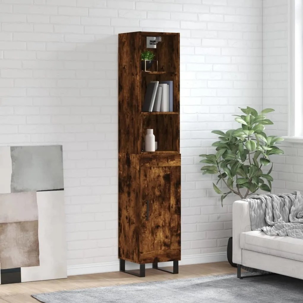 vidaXL Skříň highboard 34,5 x 34 x 180 cm kompozitní dřevo [3190109] Barva: kouřový dub