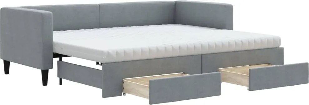Válenda s přistýlkou a zásuvkami světle šedá 80 x 200 cm textil 3196627