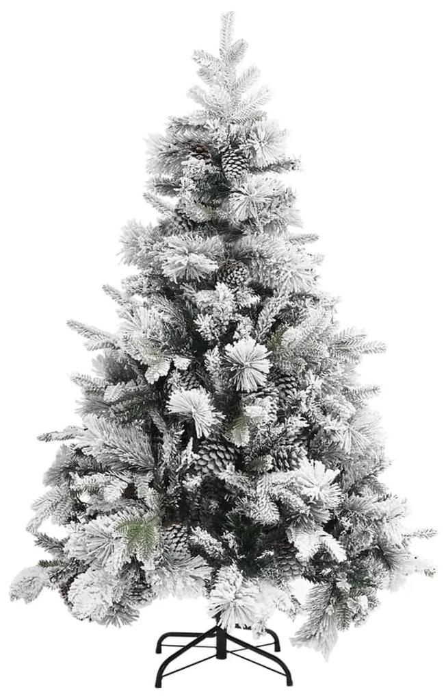 340530 vidaXL Vánoční stromek se sněhem a šiškami 150 cm PVC a PE